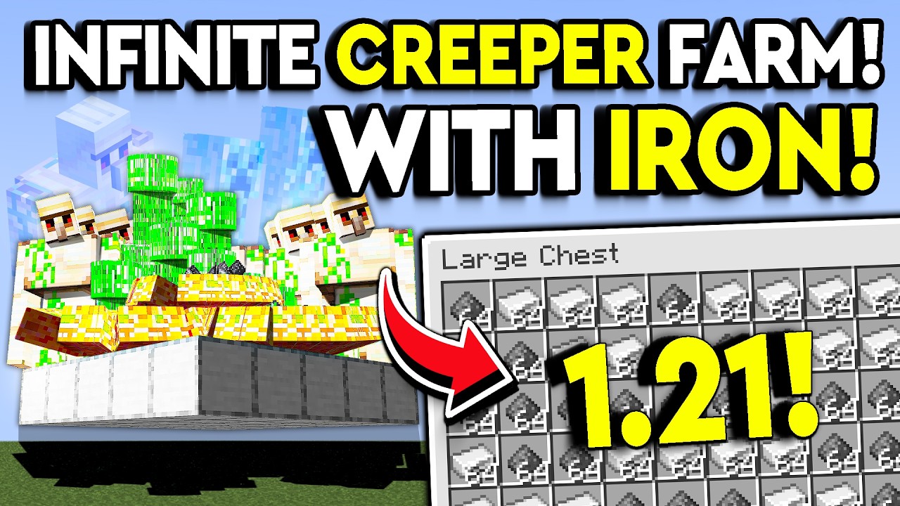 BEST INFINITE CREEPER & IRON FARM 1.21! Minecraft Tutorial In 60s ...