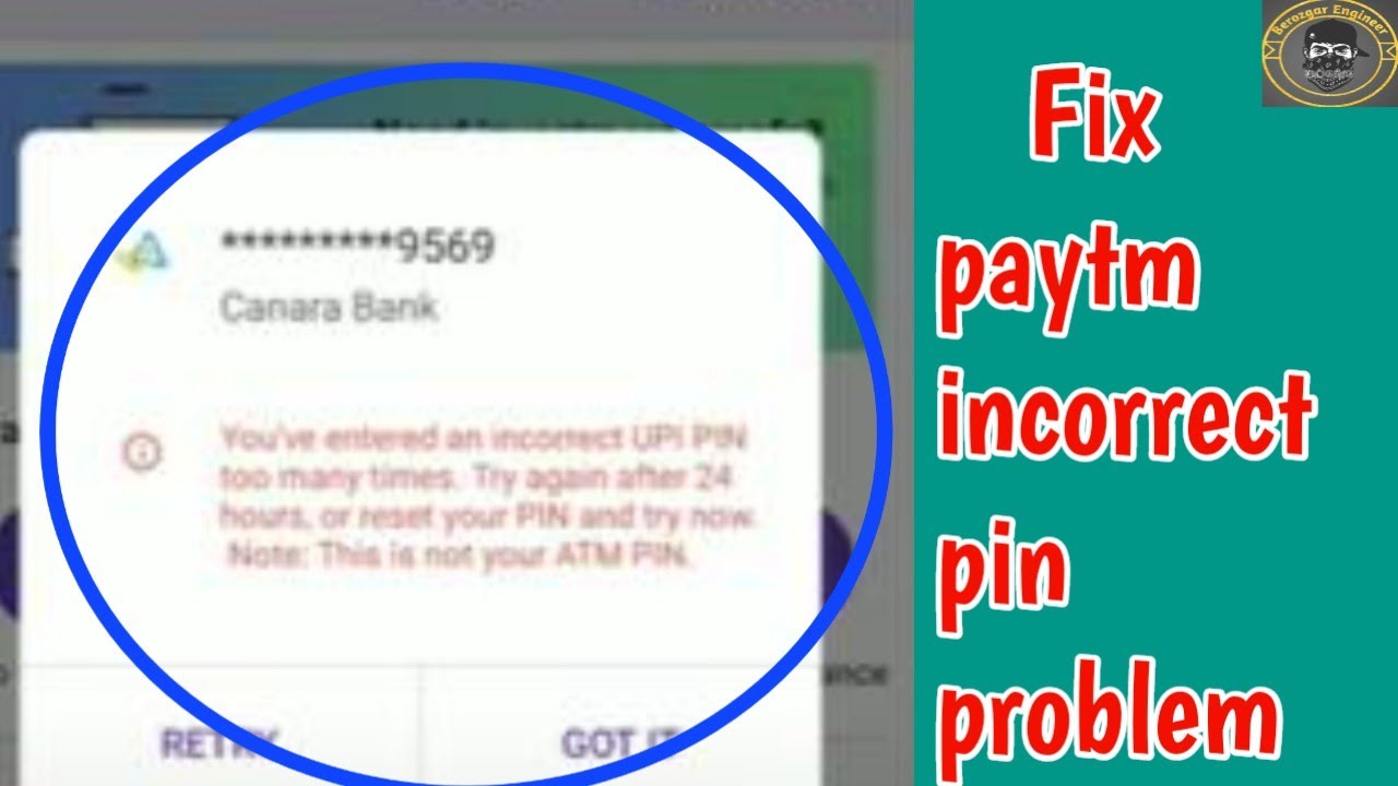 Fix Paytm Incorrect UPI PIN entered too many times problem | fix ...