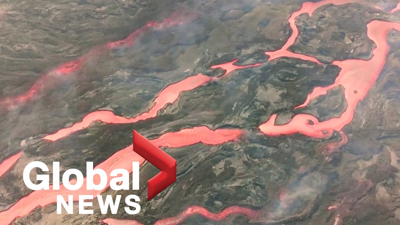 La Palma volcano: Drone video shows new lava stream reaching island ...