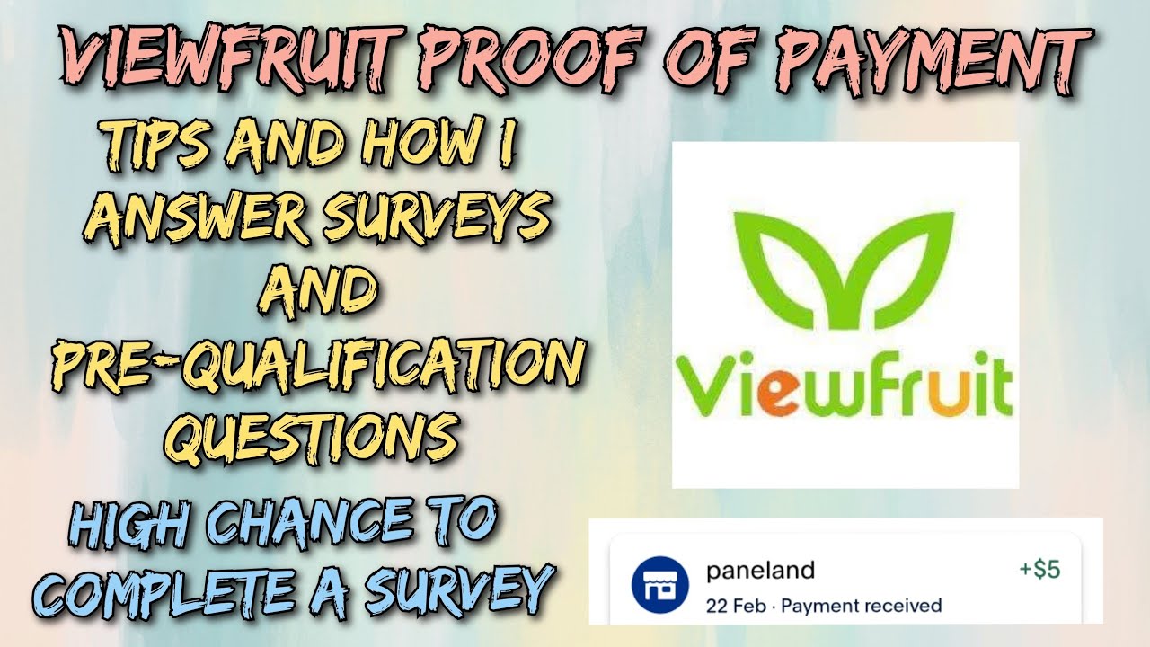 Viewfruit: Payment proof + Tips and How I answer Surveys and Pre-qualification questions - YouTube