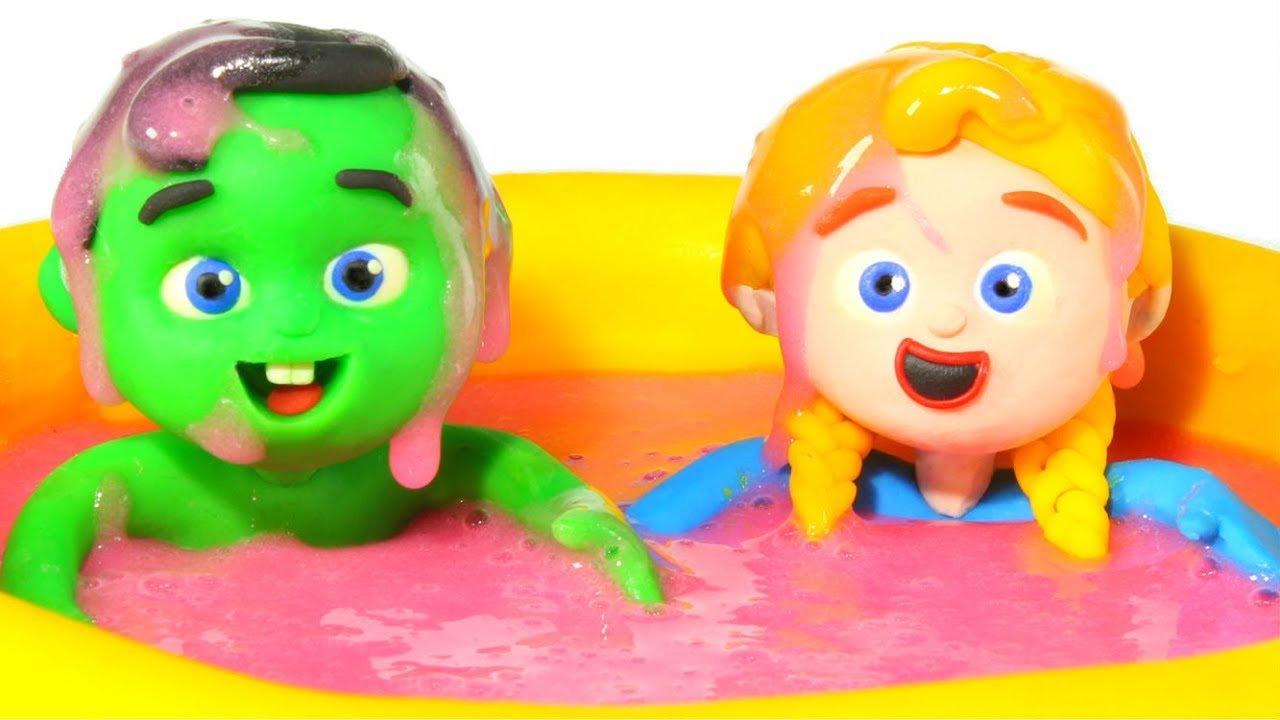 KIDS FALL IN A SLIME POOL PLAY DOH CARTOONS FOR KIDS - YouTube