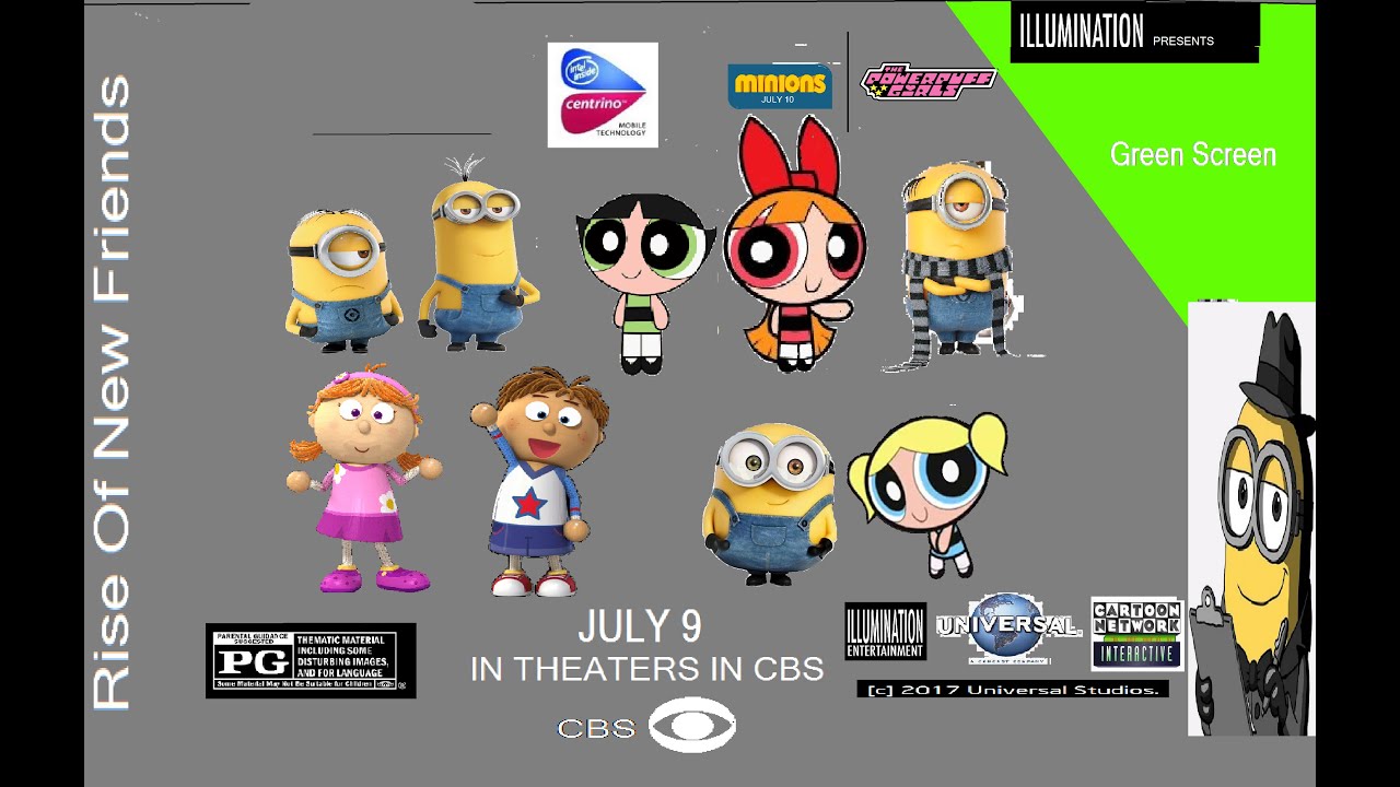 Minions And Powerpuff girls Tickety toc Theater Green Screen - YouTube