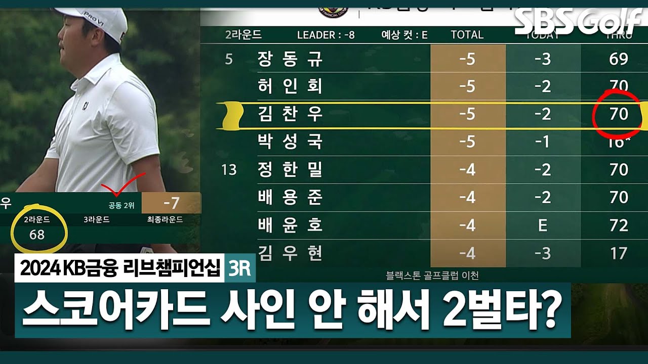 [2024 KPGA] 김찬우... 공동 2위에서, 5위로 출발하게 된 사연!!｜KB금융 리브챔피언십 3R - YouTube