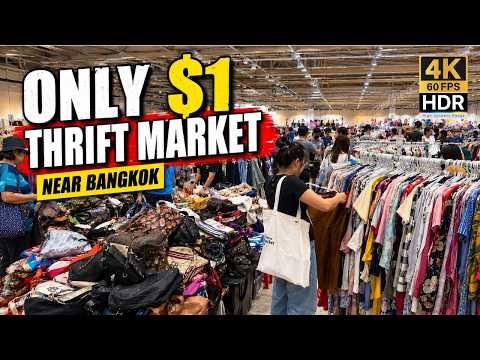 Bangkok’s $1 Indoor Thrift Market! 👕 Crazy Cheap Second-Hand Shopping [4K HDR]