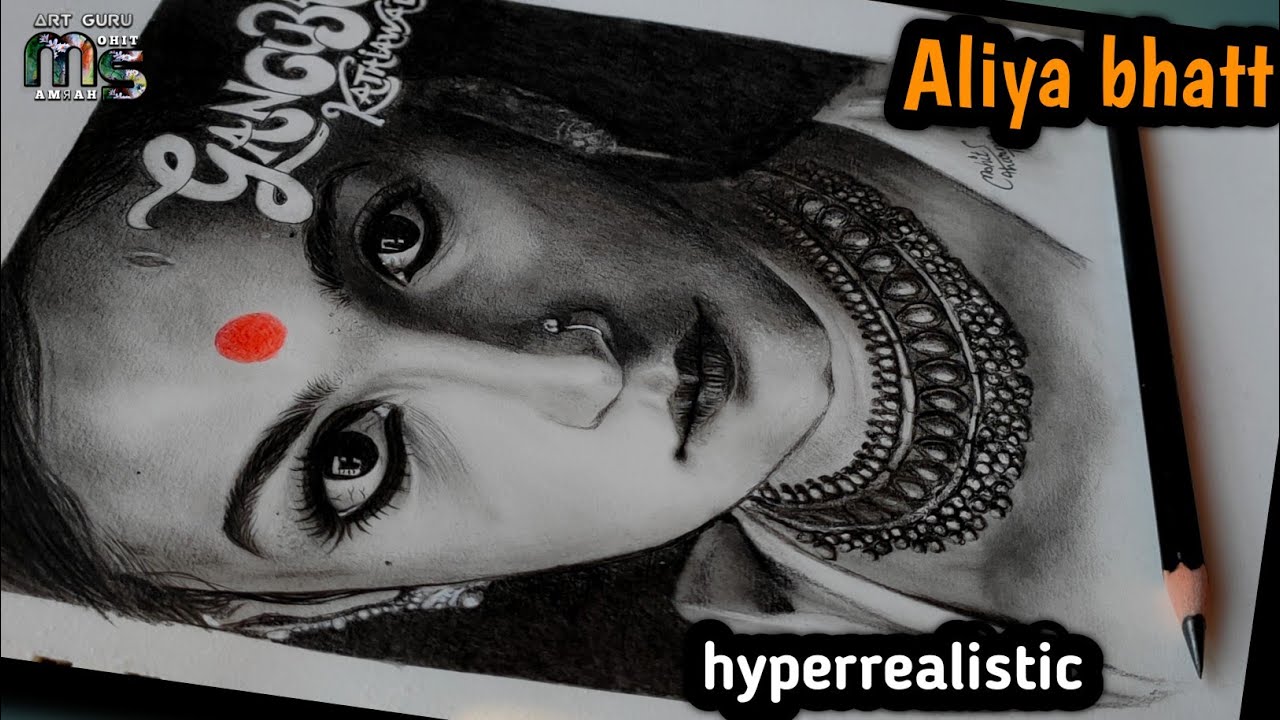 gangubai kathiyawadi hyperrealistic drawing/ Aliya Bhatt drawing ...