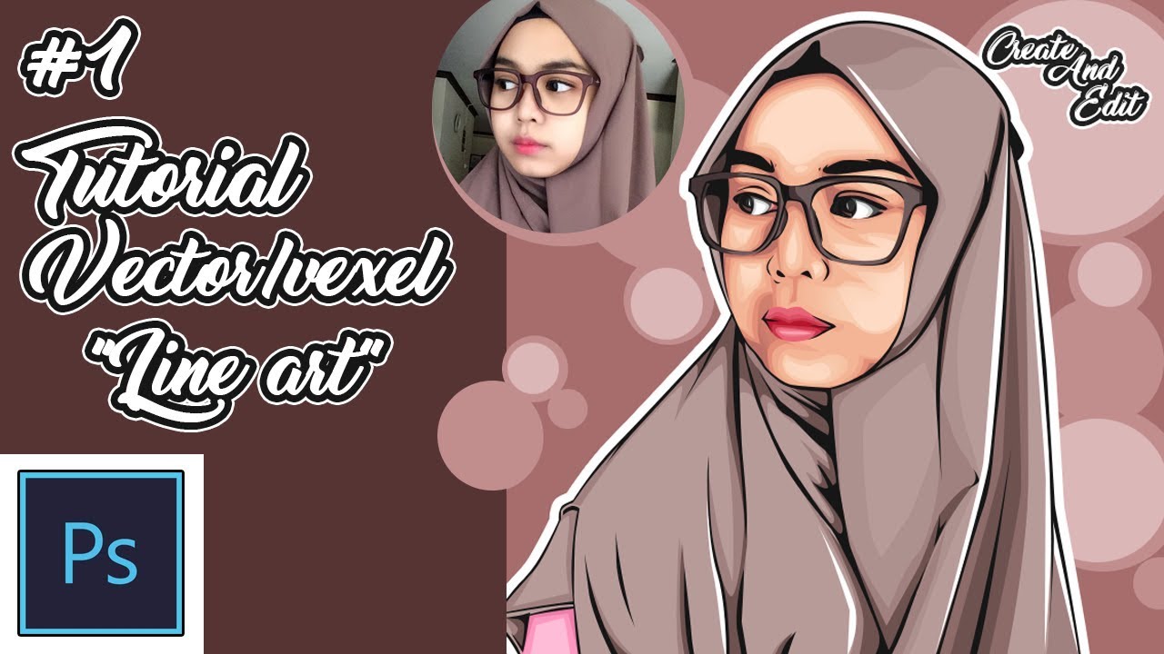 Vector/vexel potrait tutorial photoshop Indonesia #Part1 LineArt Ria ...