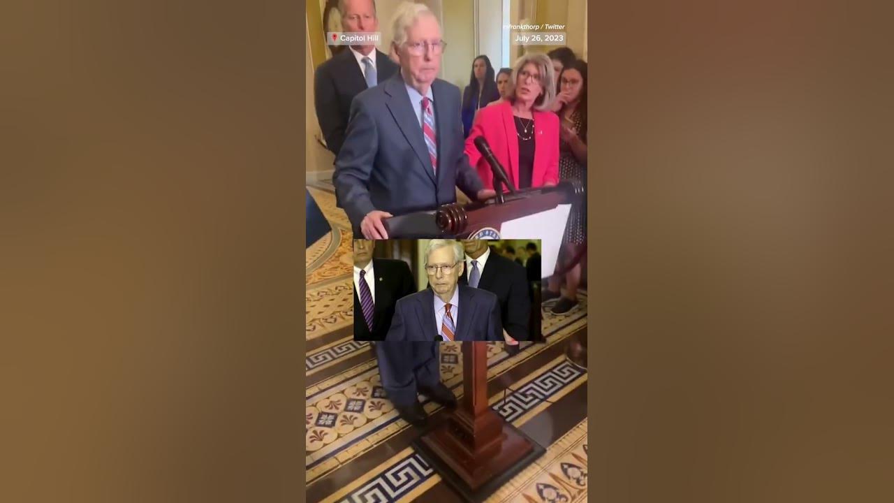 Sen Mitch Mcconnell Freezes Escorted Away From News Conference Youtube