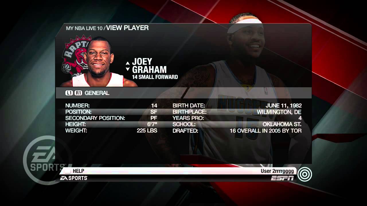 NBA Live 10 PS3 Roster View Player Toronto Raptors - YouTube