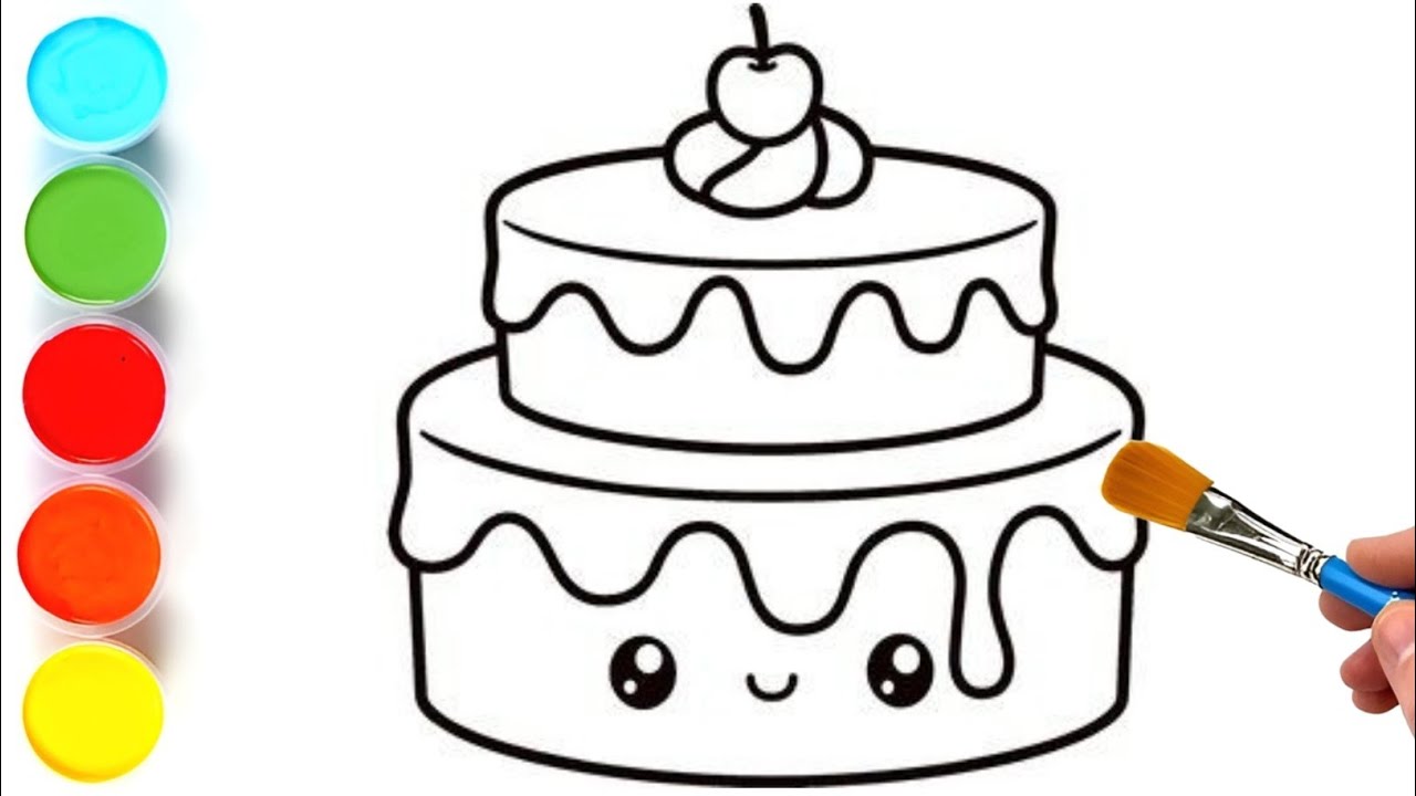 How to draw a cake step by step|| Birthday cake drawing easy || cake ...
