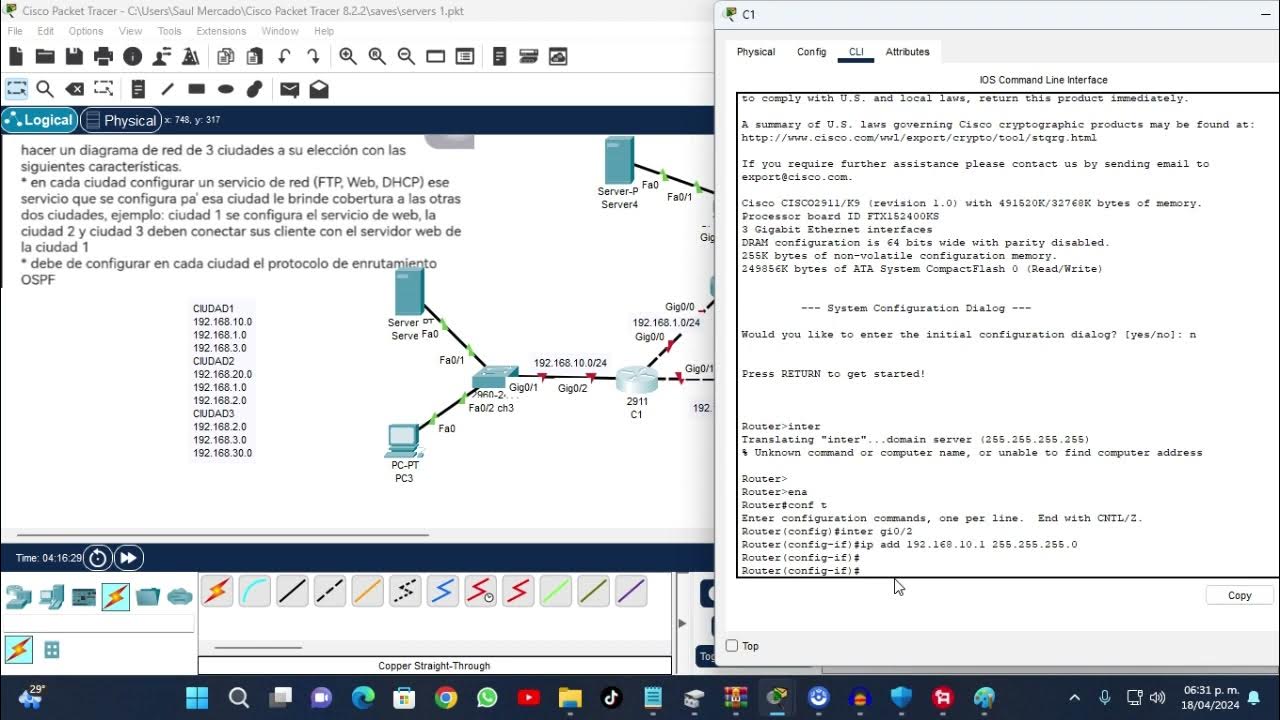 Configuracion de Servidor DHCP, FTP, Web y DNS en Red OSPF (Cisco PAcket Tracer) - YouTube