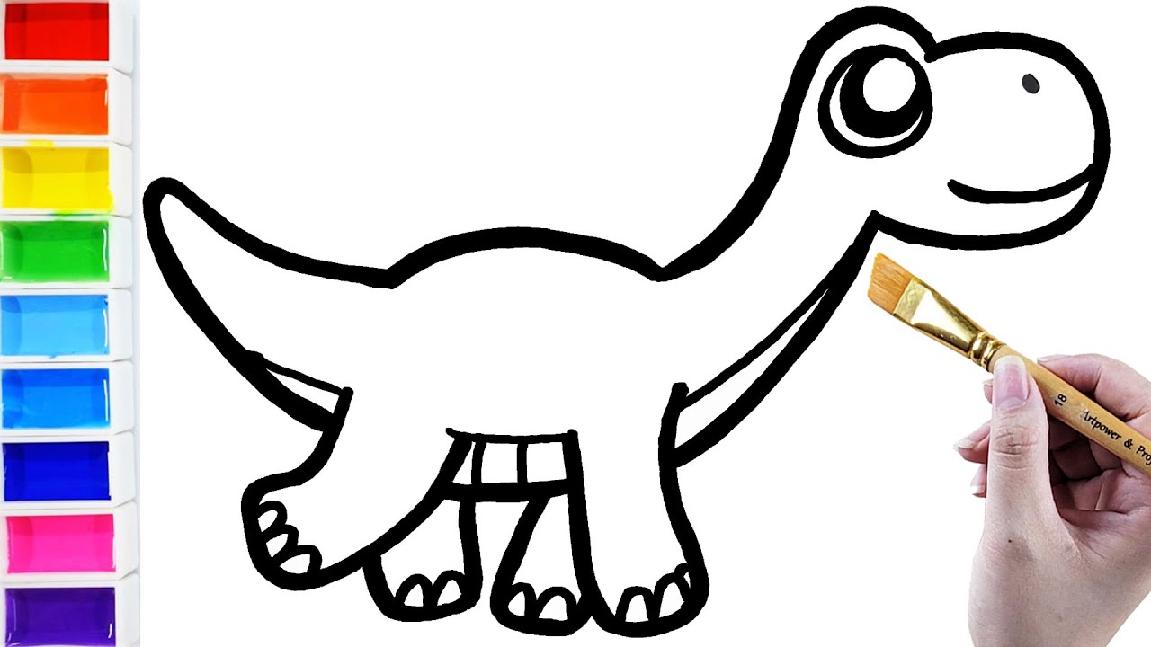 T-Rex Dinosaur Animal Drawing, Coloring, Painting Video for Toddlers ...