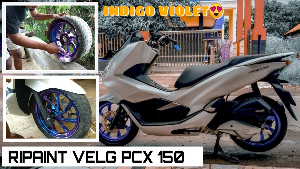 RIPAINT VELG PCX WARNA BUNGLON || Sapporo paint INDIGO VIOLET - YouTube