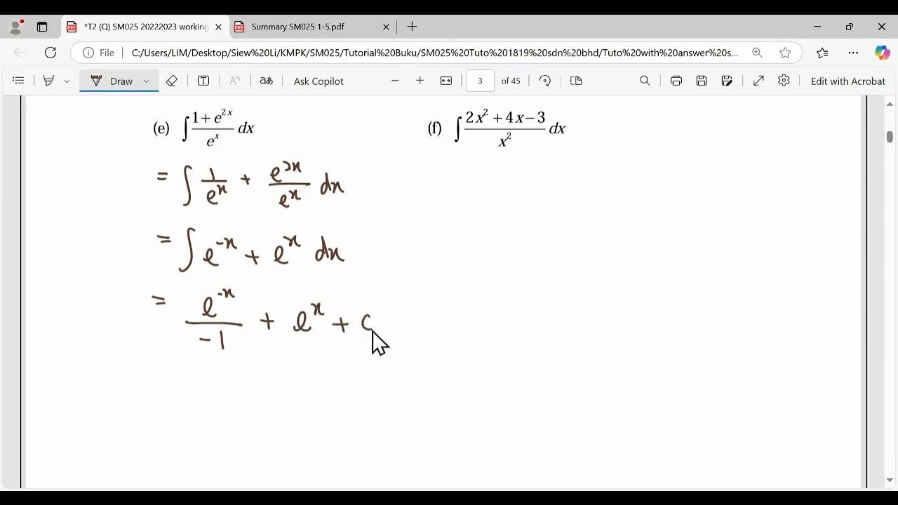 T2 Q2e Basic Rules Of Integration SM025 - YouTube