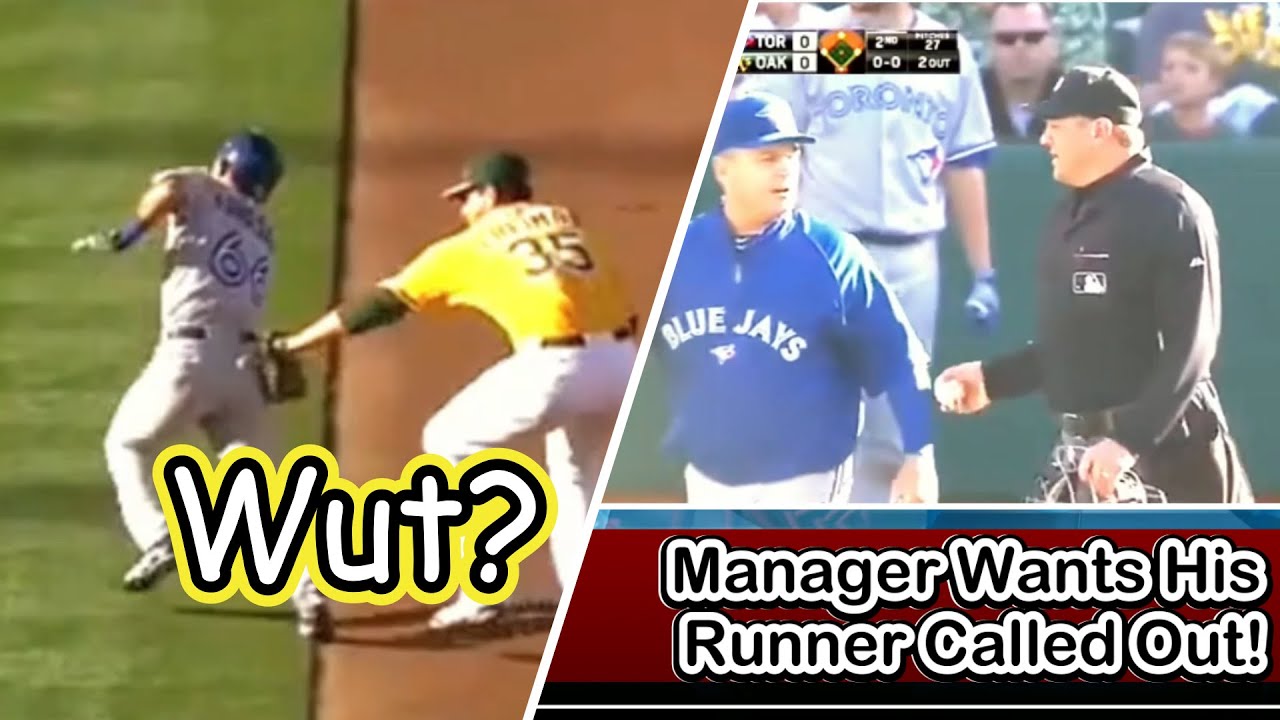 Baseball Manager Tells Umpire To Call His Runner Out - YouTube