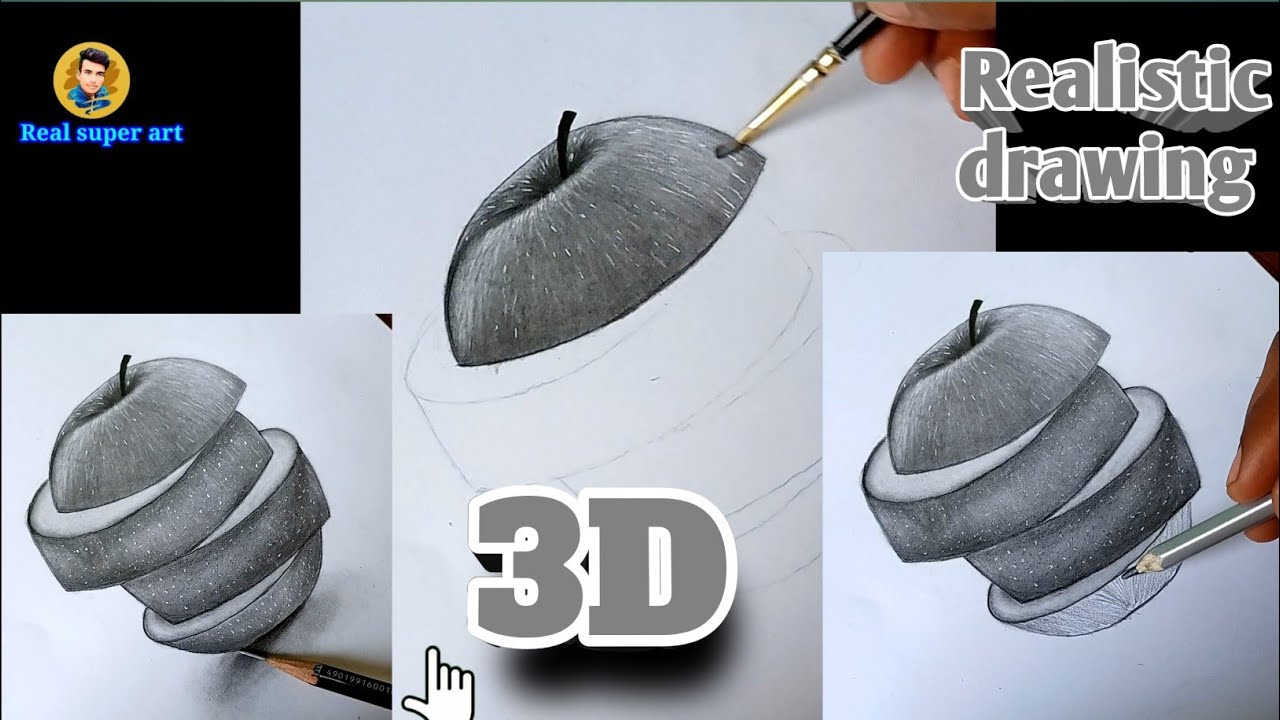 how to draw hyper realistic apple drawing for beginners / step by step ...