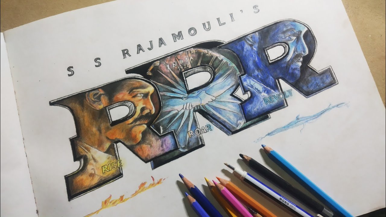 RRR movie poster | drawing colour pencil | Ramcharam JR. NTR | s s ...