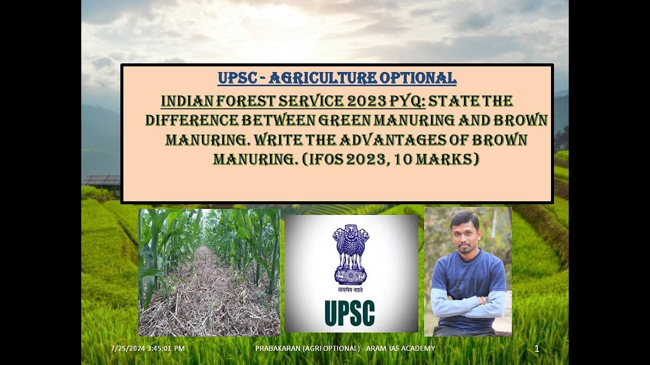 UPSC AGRICULTURE OPTIONAL PYQ 2023: Green manuring Vs Brown manuring ...