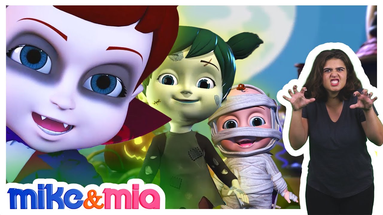 Wheels On The Bus Halloween 🎃 Sign Language For Kids 👻 Mike and Mia ...
