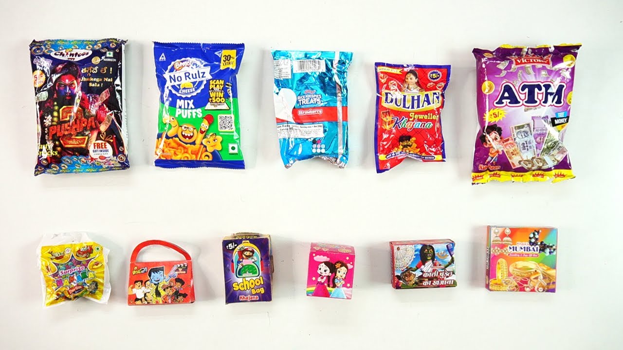 Latest Snacks Collection🤑Atm snacks pushpa 2 bingo no rulz,school bag ...