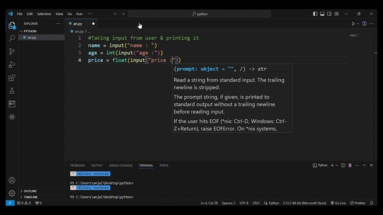 How To Input From Users In Pythonpython Programming Languagepart 2python Pythonprogramming