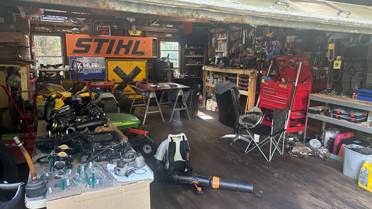Small engine repair shop tour. - YouTube