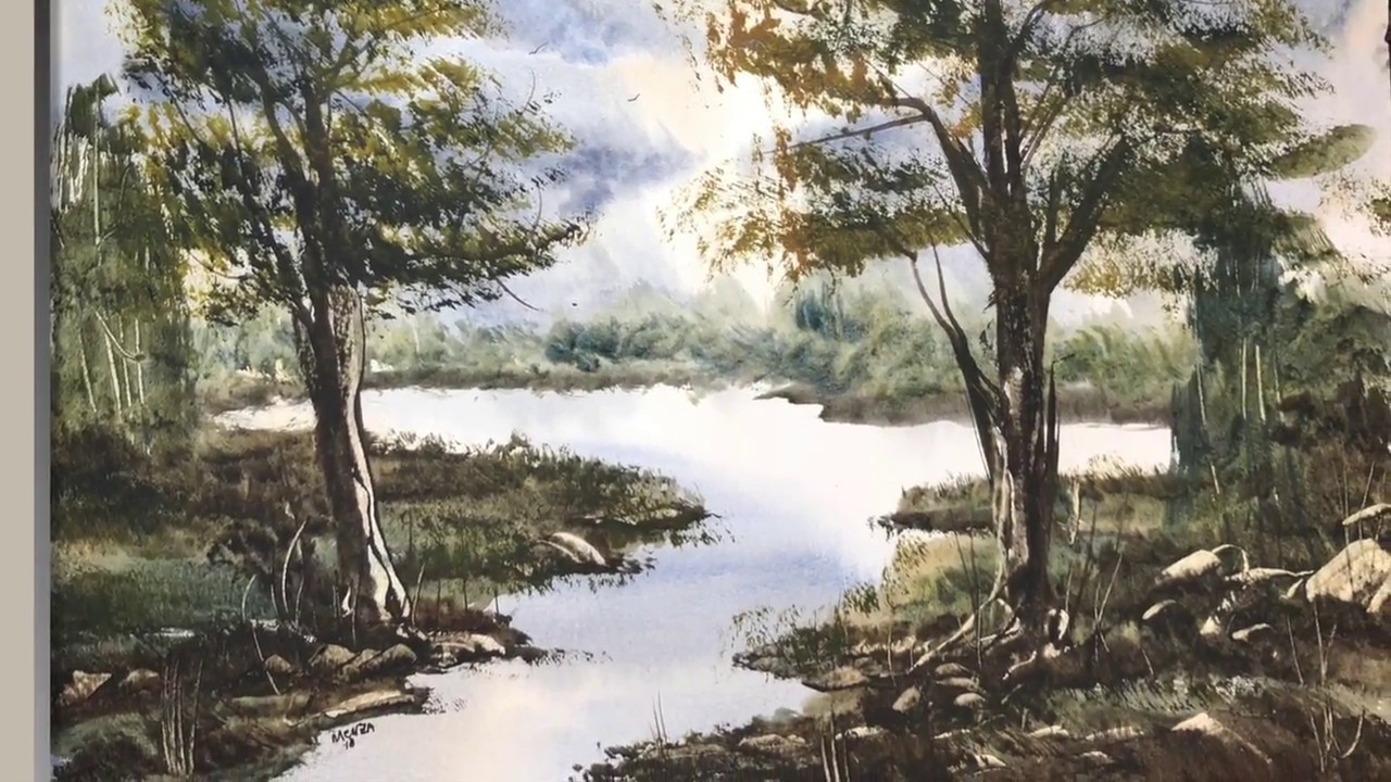Rustic River watercolor painting - YouTube