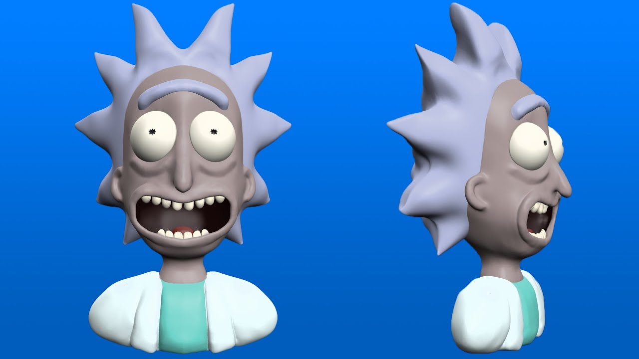 Rick Sanchez 3D Model | Rick and Morty (Sculptris Time Lapse) - YouTube