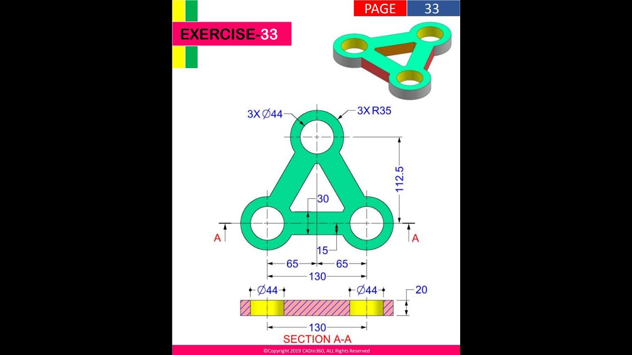 Tugas Video SOLIDWORK EXERSICE-33 - YouTube