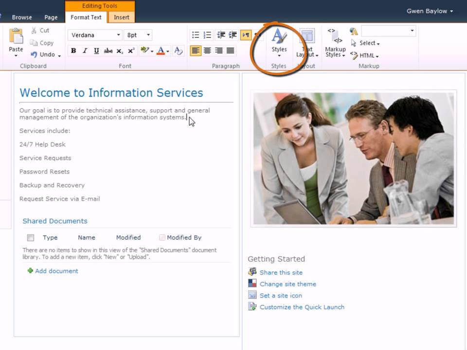SharePoint 2010 | Site Owner | Editing Homepage Text - YouTube
