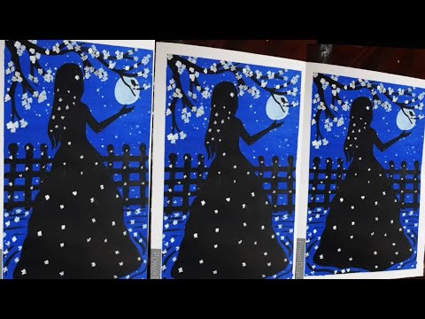 ||How To Draw A Girl In Moonlight Scenery Step by Step For Beginners ...
