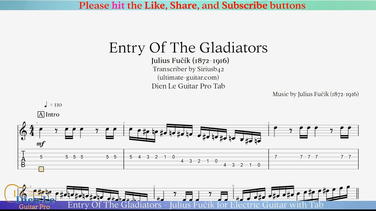 Entry Of The Gladiators - Julius Fučík for Electric Guitar with Tab ...