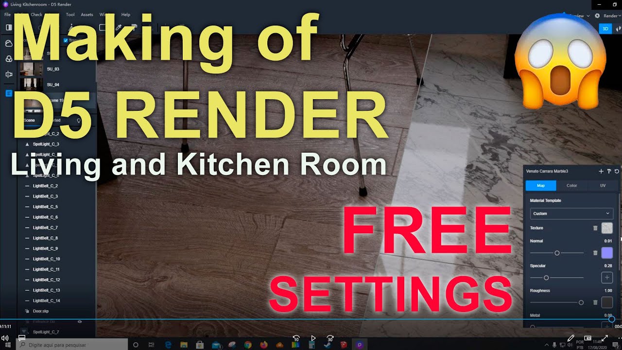 D5 Render Making Of | Living and Kitchen Room - YouTube