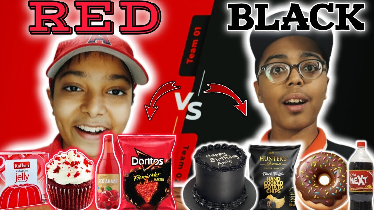 Eating Only RED🔴 & BLACK⚫ Food for 24 Hours CHALLENGE!🤔 - YouTube