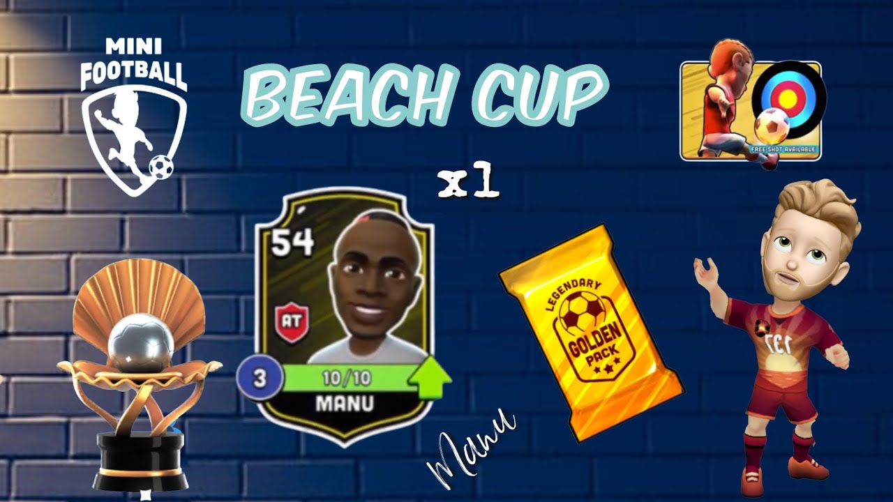 Mini Football - Beach Cup ! Manu Card x1 in a Golden Pack ! Manu Level ...