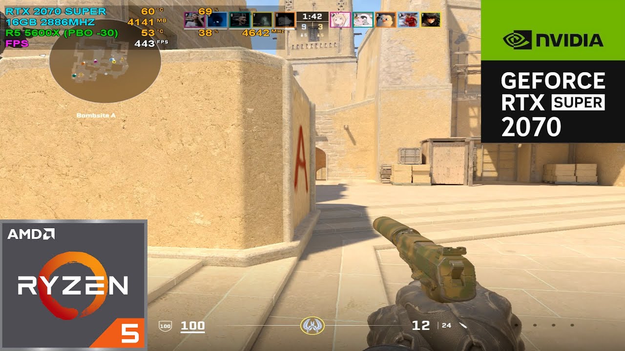 CS2 : RTX 2070 SUPER + Ryzen 5 5600x @1080p [Mirage + Competitive ...