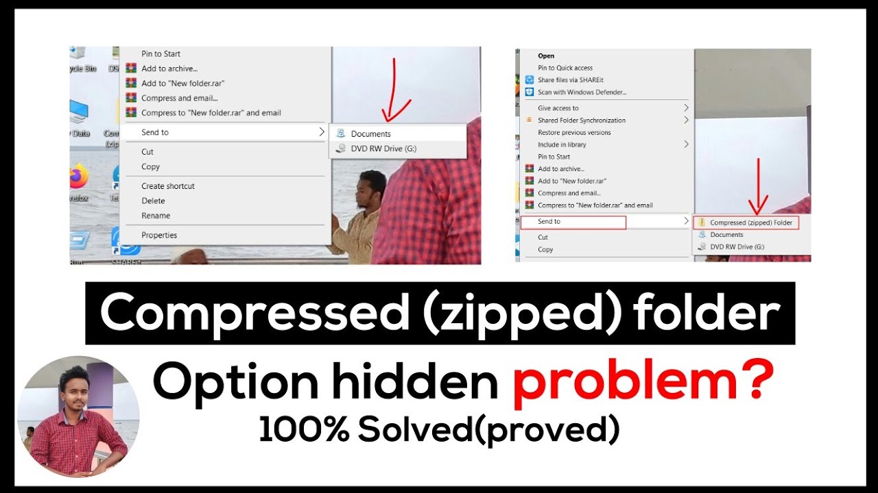 How to show compressed(zip file)option in windows 10 - YouTube