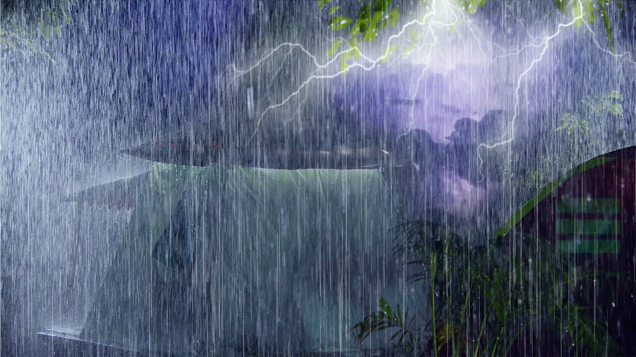⚡ Terrible Thunderstorm at Night with Heavy Rain on Tent & Very Intense ...