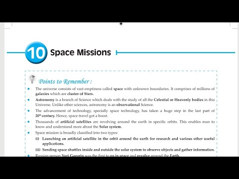 Class 10th | Science 1 | Ch 10 | Space Missions | Question & Answers ...