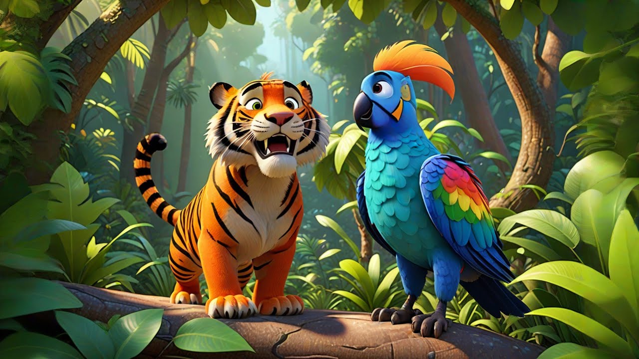 Talking Tiger in the Jungle Song | Fun Jungle Rhyme for Kids | Sing ...