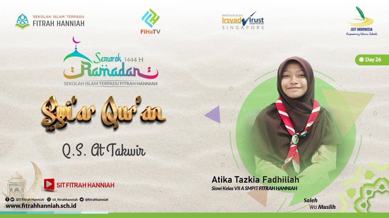 Syiar Al Qur'an | Atika Tazkia Fadhillah Siswi Kelas VII A SMPIT Fitrah ...