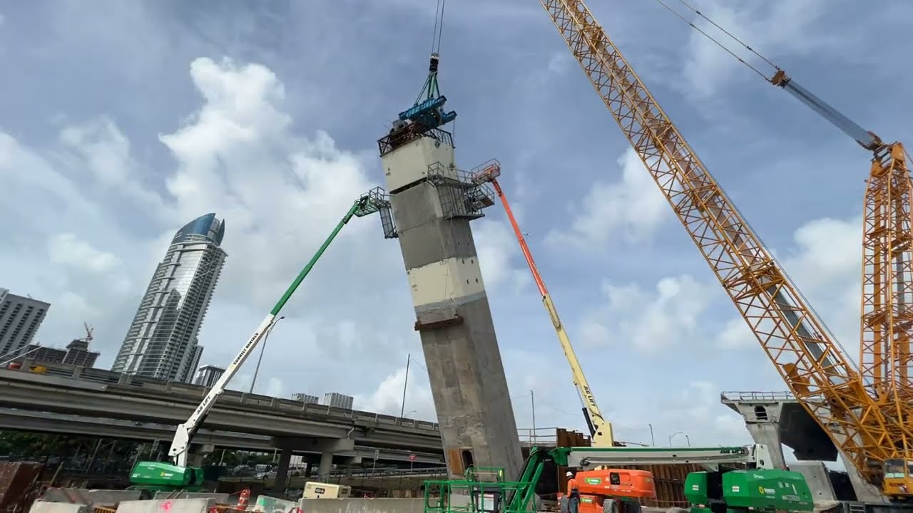 INSTALLATION OF ARCH SEGMENTS FOR THE I 395 SIGNATURE BRIDGE - YouTube
