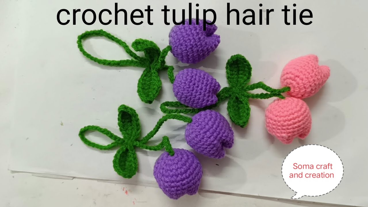 Viral Crochet Tulip Hair Tie 🌷 | Step-by-Step Tutorial for Beginners # ...