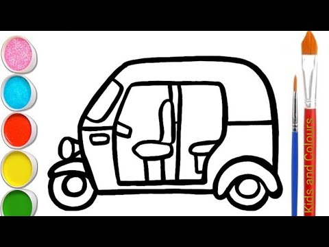 How to draw a Auto rickshaw 🛺 for kids and Children/Drawing,Painting ...