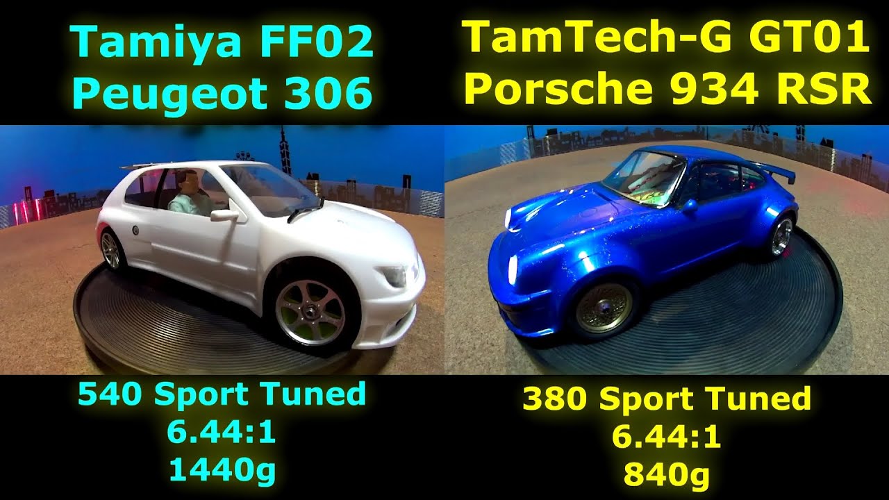 Tamiya FF02 Peugeot vs GT01 Porsche RC Gymkhana BATTLE - YouTube