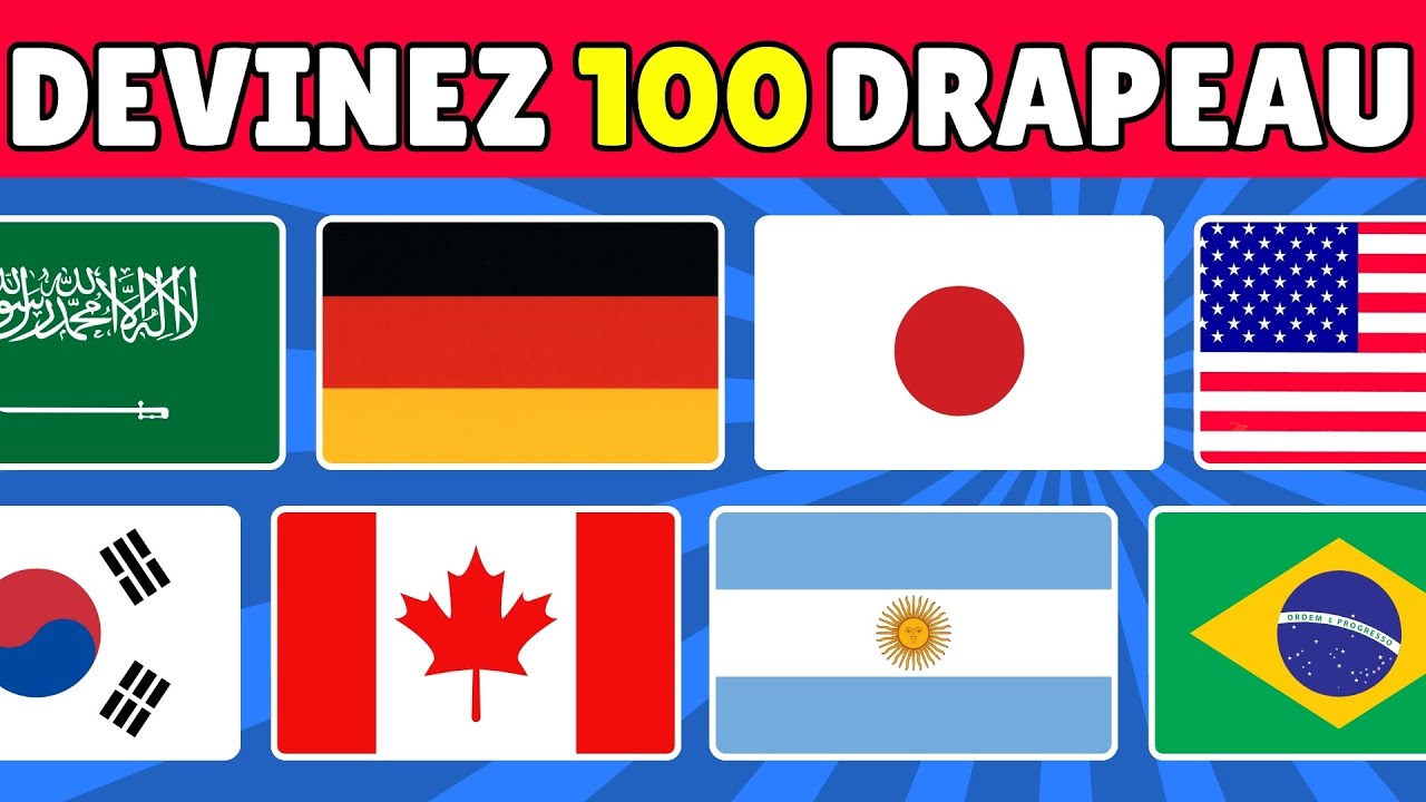 Quiz Drapeau du MONDE 🌍🚩 Devine 100 PAYS de FACILE à IMPOSSIBLE ! 🔥🧠 ...