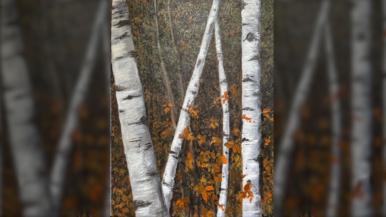 How to Paint Realistic Birch Trees with Acrylics | Easy Landscape ...