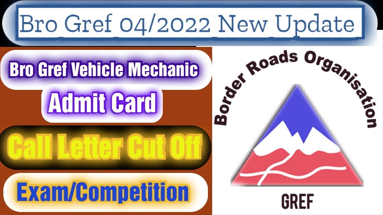 Bro Gref Vehicle Mechanic Admit Card 2033 ! Cut Off ! Exam Date ! Exam ...