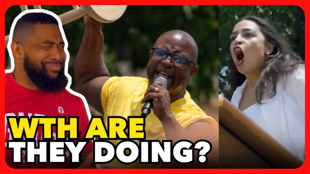 CRINGE AOC and Jamaal Bowman THROW TANTRUMS ON STAGE At Bronx Rally ...