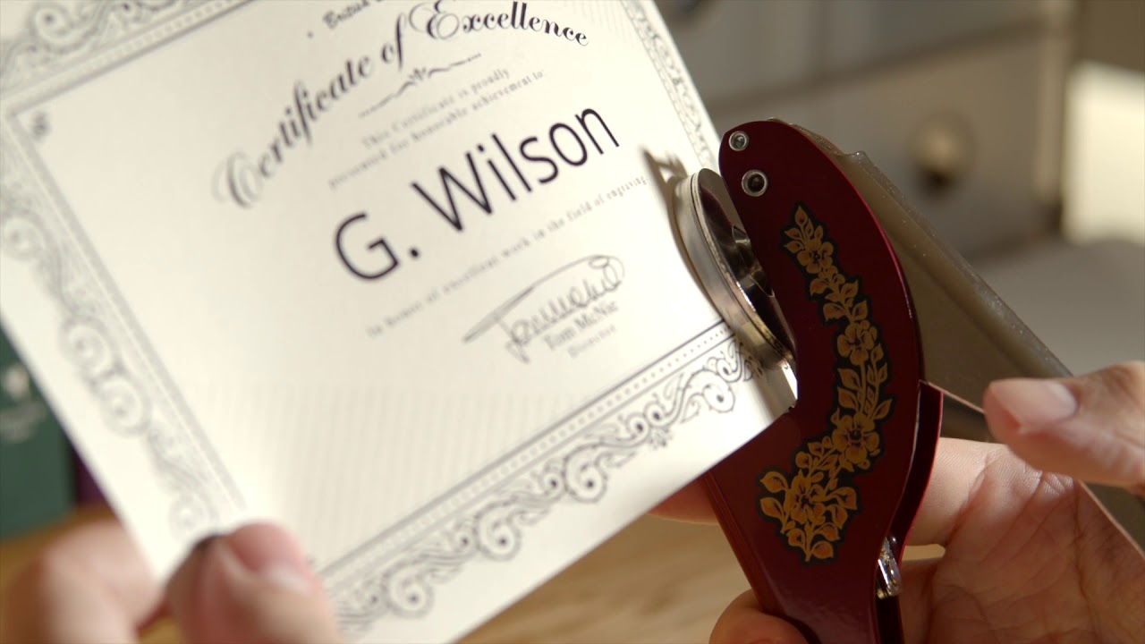 Maroon & Gold Handheld Document Embosser from City Company Seals - YouTube