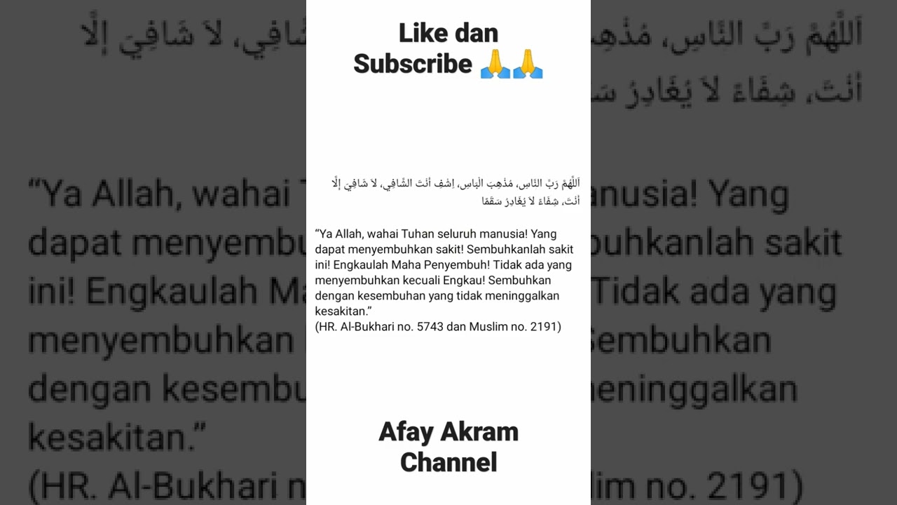 Mendoakan Kesembuhan bagi Orang yang Sakit #shorts @Afay Akram Channel - YouTube